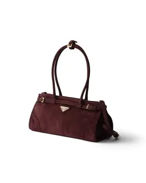Prada Bonnie Medium Suede Handbag - Red