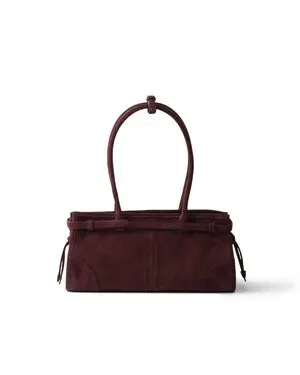 Prada Bonnie Medium Suede Handbag - Red