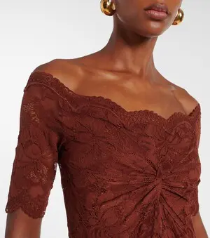 Rabanne Off-shoulder Lace Maxi Dress - Brown