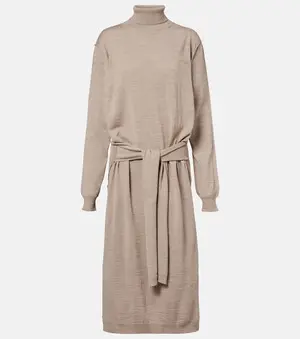 LEMAIRE Trompe L'oeil Wool-blend Midi Dress - Beige