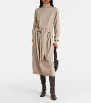 LEMAIRE Trompe L'oeil Wool-blend Midi Dress - Beige