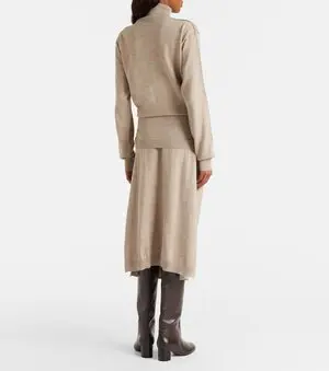 LEMAIRE Trompe L'oeil Wool-blend Midi Dress - Beige