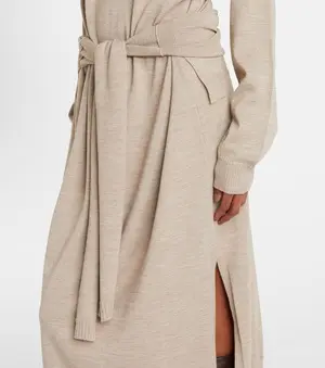 LEMAIRE Trompe L'oeil Wool-blend Midi Dress - Beige