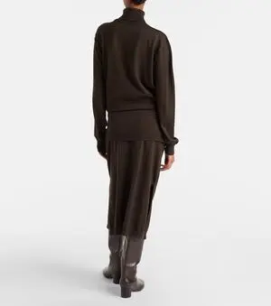 LEMAIRE Turtleneck Wool-blend Midi Dress - Brown