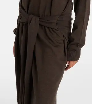 LEMAIRE Turtleneck Wool-blend Midi Dress - Brown
