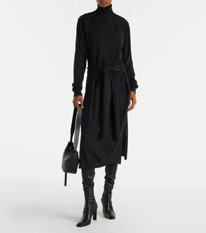 LEMAIRE Ribbed Wool-blend Midi Dress - Grey
