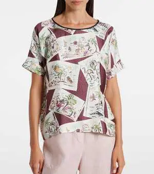 Loro Piana Rosemary Printed Silk Top