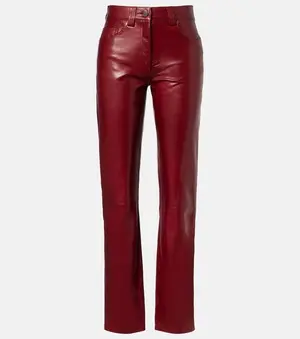 Women's Burgundy Leather Pants