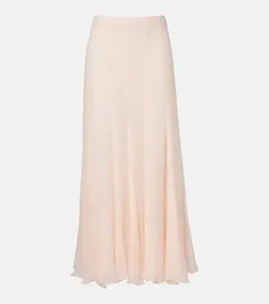 Chloé Pleated Silk Muslin Maxi Skirt