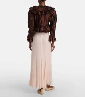 Chloé Pleated Silk Muslin Maxi Skirt