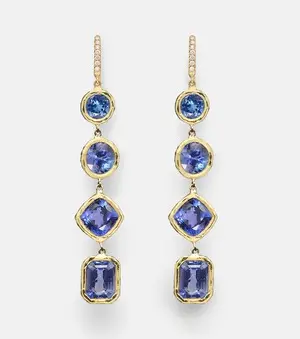 OCTAVIA ELIZABETH Cascade 18kt Drop Earrings With Diamonds And Tanzanite - Gold