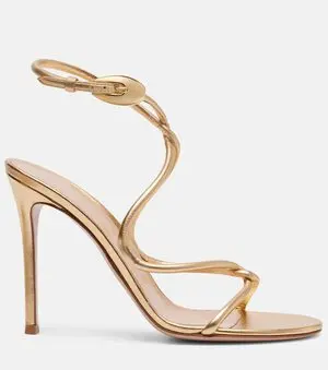 GIANVITO ROSSI Jungle Mamba 105 Leather Sandals - Gold