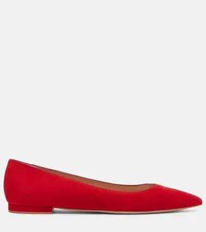 GIANVITO ROSSI Suede Pointed Toe Ballet Flats