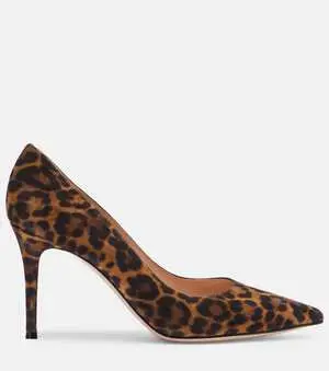 GIANVITO ROSSI 85 Leopard-print Suede Pumps