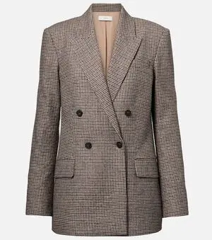 Vince Houndstooth Wool Blend Blazer - Brown