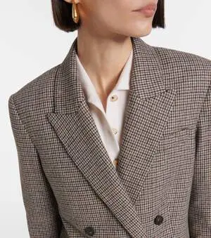 Vince Houndstooth Wool Blend Blazer - Brown