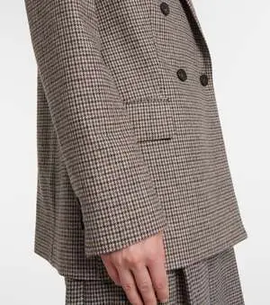 Vince Houndstooth Wool Blend Blazer - Brown