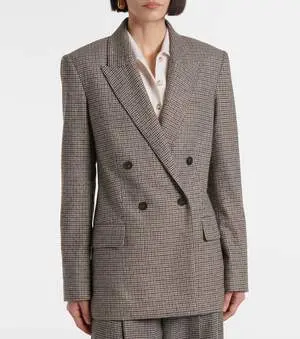 Vince Houndstooth Wool Blend Blazer - Brown