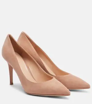 GIANVITO ROSSI 85 Suede Pumps - Beige