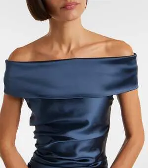 Max Mara Opaco Gathered Satin Gown