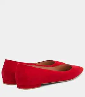 GIANVITO ROSSI Suede Ballerina Flats - Red