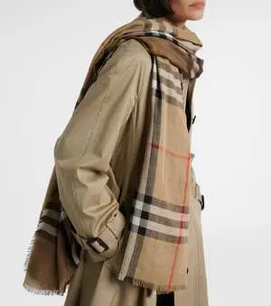 Burberry Check Wool And Silk Scarf