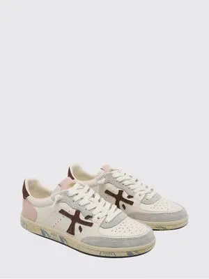 Premiata Clay Suede Sneakers With Stud Embellishments - White 1