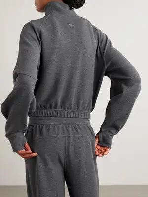 Lululemon Cropped Waffle-knit Half-zip Sweater - Gray