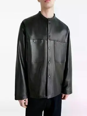 LEMAIRE Snap-closure Patch-pocket Leather Overshirt