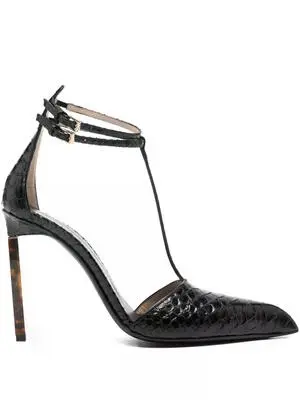 TOM FORD Python-effect Leather T-strap Pumps