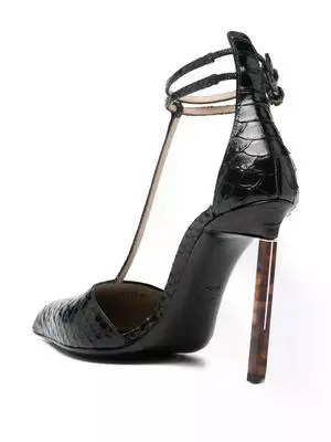 TOM FORD Python-effect Leather T-strap Pumps