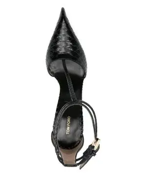 TOM FORD Python-effect Leather T-strap Pumps