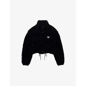 Prada Logo-embellished Velvet Down Jacket