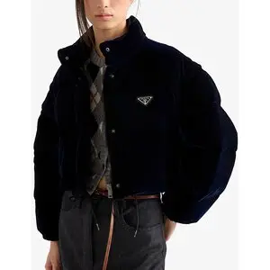 Prada Logo-embellished Velvet Down Jacket