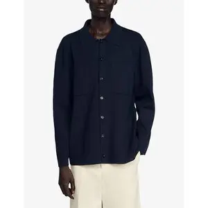 Sandro Long-sleeved Chest-pocket Stretch-knit Jacket