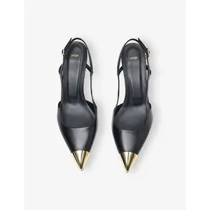 Maje Leather Kitten-heel Slingback Pumps