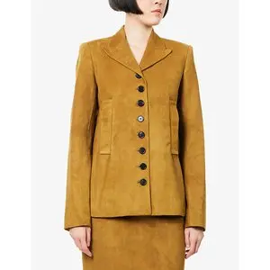 Khaite Saraphina Peak-lapels Suede Jacket