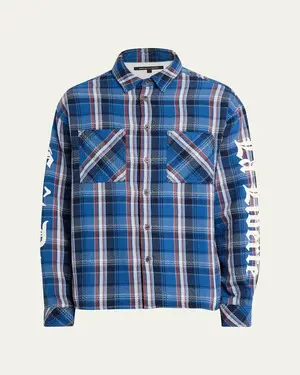 Cout De La Liberte Plaid Flannel Oversized Button-down Shirt - Blue