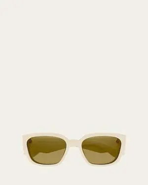 Alexander McQueen Rectangle Acetate Sunglasses - Shiny Solid Ivory