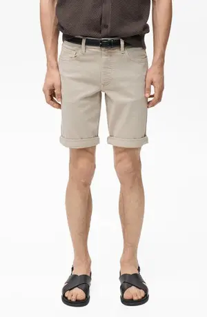 Mango Slim Fit Stretch Cotton Bermuda Chino Shorts - Sand