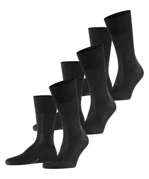 Falke Tiago Cotton Dress Socks Pack Of 3 - Anthracite Melange