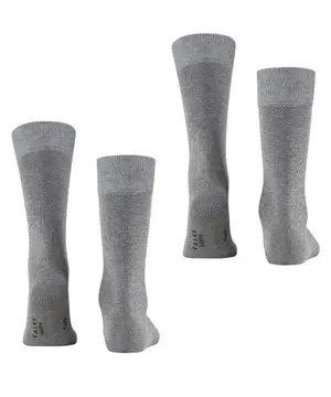 Falke Happy 2-pack Cotton Socks - Light Grey Melange