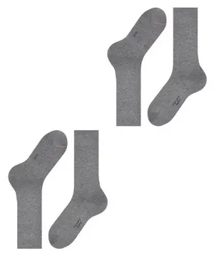 Falke Happy 2-pack Cotton Socks - Light Grey Melange
