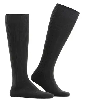 Falke Lhasa Rib Wool Cashmere Knee High Socks - Black