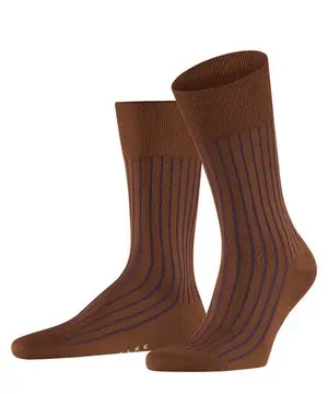Falke Shadow Striped Dress Socks - Brown