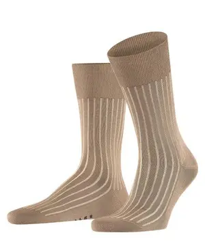 Falke Shadow Striped Dress Socks - Camel