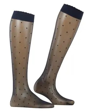 Falke Dot 15 Denier Sheer Knee High Socks - Marine