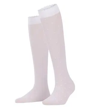 Falke Dot 15 Denier Sheer Knee High Socks White