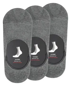Falke Step Cotton No Show Socks Pack Of 3 - Light Grey Melange