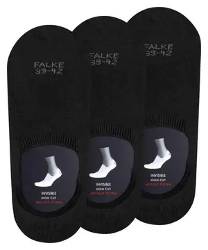 Falke Step Cotton High Cut No Show Socks 3 Pack - Black
